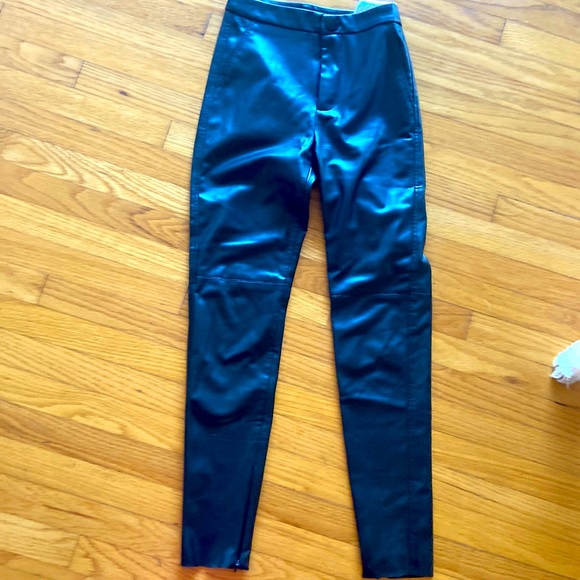 Zara | Pants & Jumpsuits | Zara Faux Leather Pants With Zippers On ...